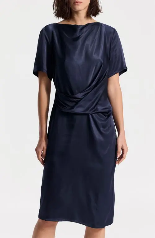 Ronen Chen Sculpted Twist Waist Midi Dress - Blue