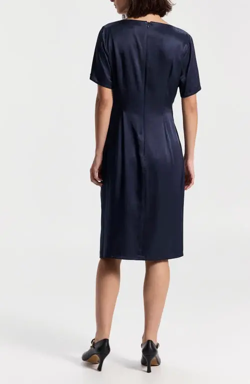 Ronen Chen Sculpted Twist Waist Midi Dress