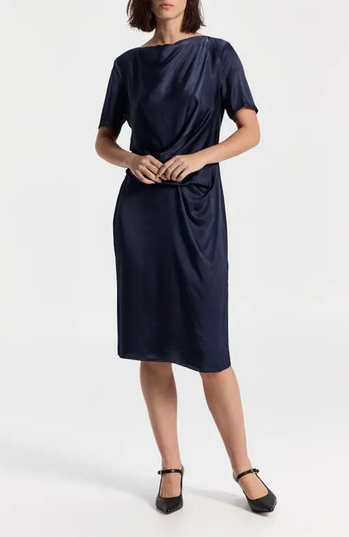 Ronen Chen Sculpted Twist Waist Midi Dress