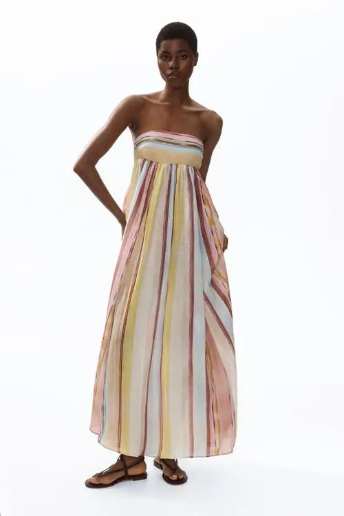 H&m Long Bandeau Dress In Viscose Blend