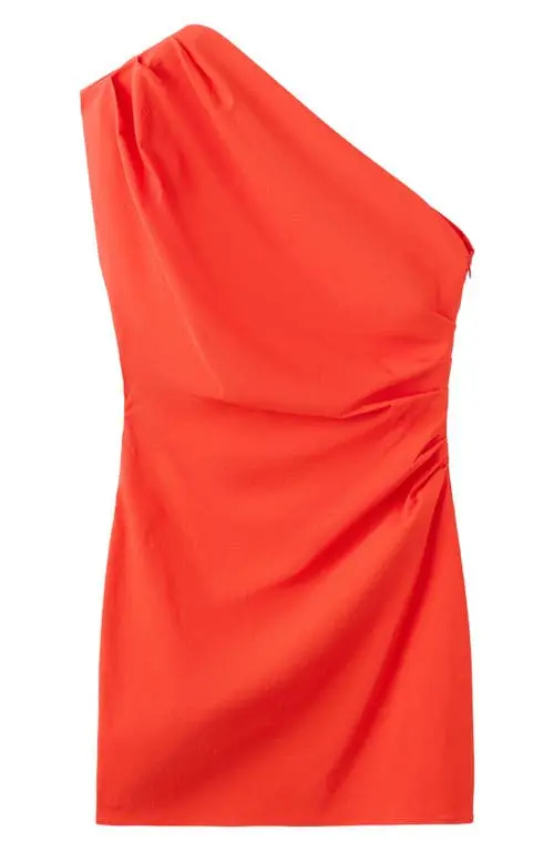 Mango Knoty Pleated One Shoulder Minidress - Orange
