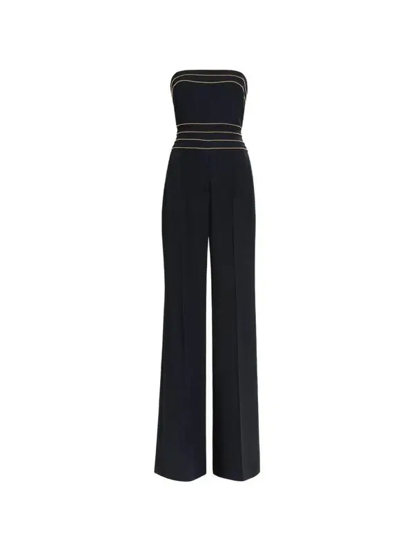 Elie Saab Embellished Trim Strapless Jumpsuit - Black