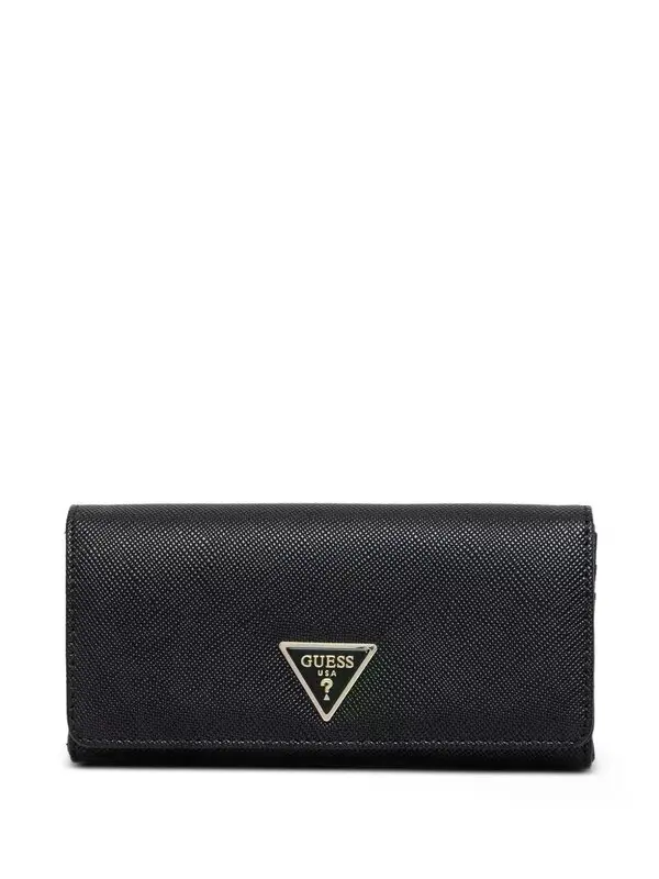 Guess Laurel Logo-plaque Foldover Wallet - Black