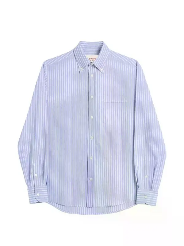 Valentino Garavani Logo-embroidered Striped Shirt - Blue