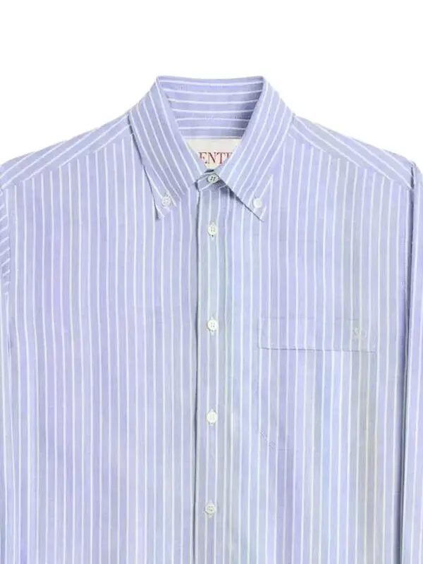 Valentino Garavani Logo-embroidered Striped Shirt - Blue