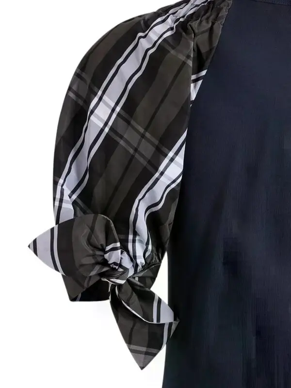 PATOU Check-print Tie-sleeve T-shirt - Blue