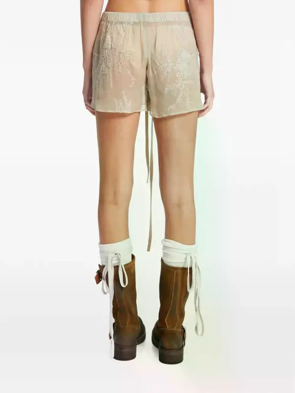 ANN DEMEULEMEESTER Nisa Embroidered Silk-voile Shorts
