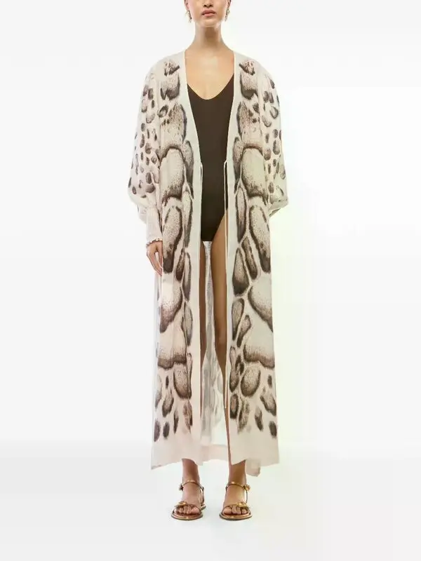 YUKIO Giraffe-print Puff Sleeve Robe
