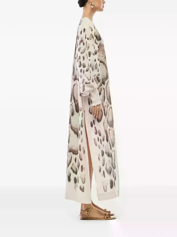 YUKIO Giraffe-print Puff Sleeve Robe