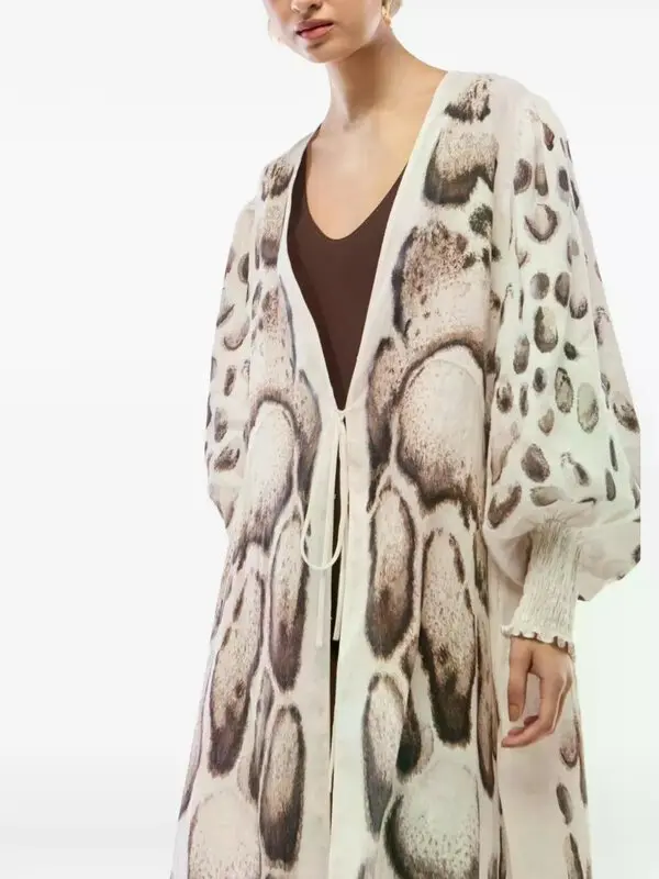YUKIO Giraffe-print Puff Sleeve Robe