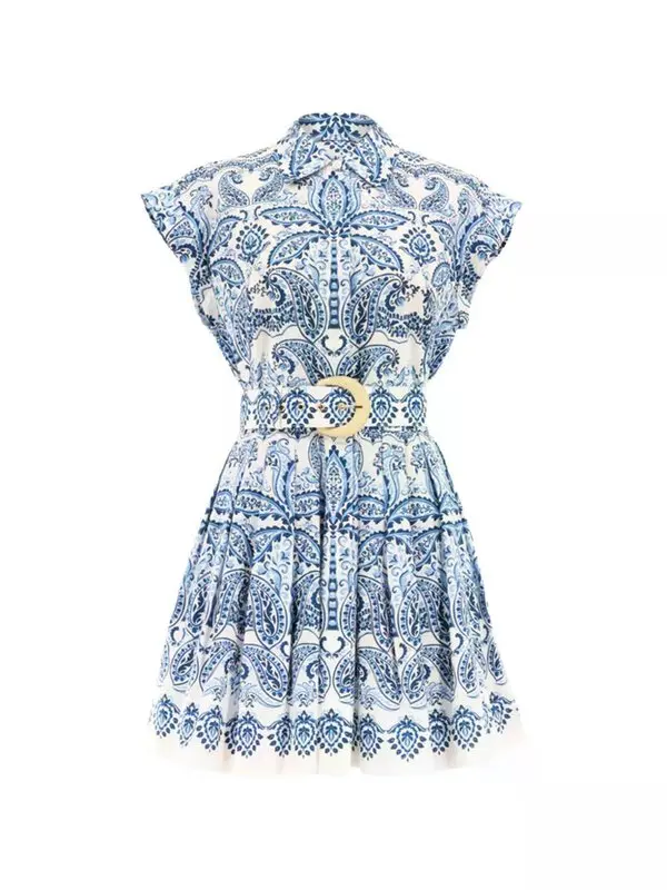 Cara Cara Octavia Paisley-print Belted Mini Dress