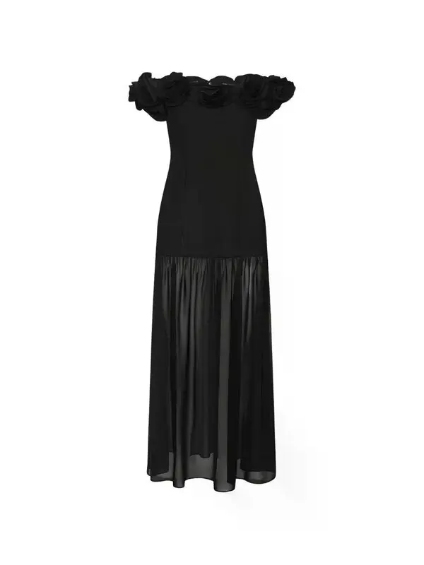 ROTATE BY BIRGER CHRISTENSEN Floral Appliqué Off-shoulder Maxi Dress