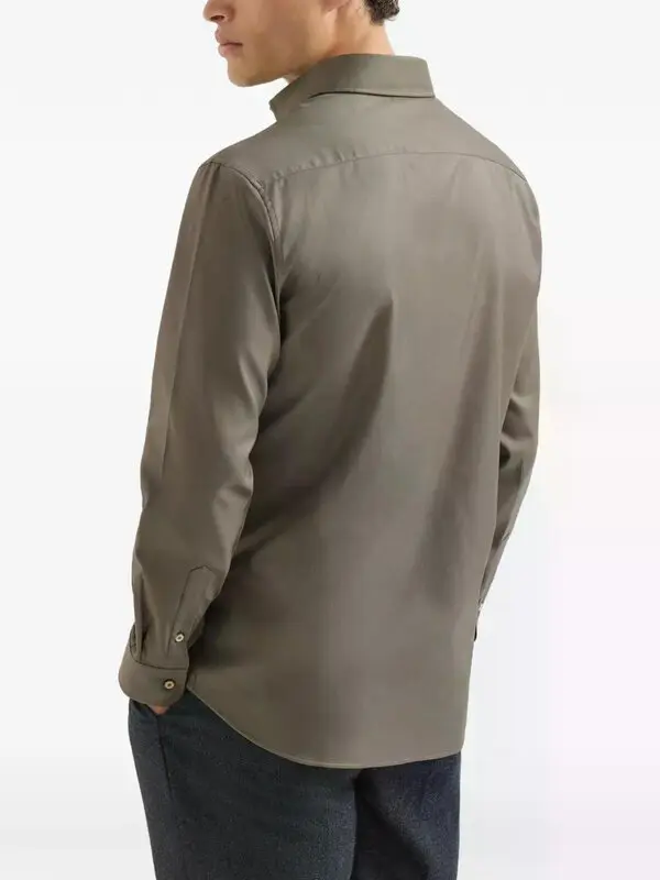 Brunello Cucinelli Garment-dyed Twill Shirt With Spread Collar