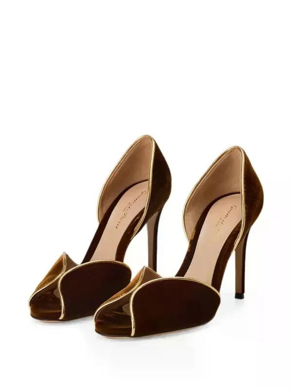 GIANVITO ROSSI Velvet Peep-toe Pumps