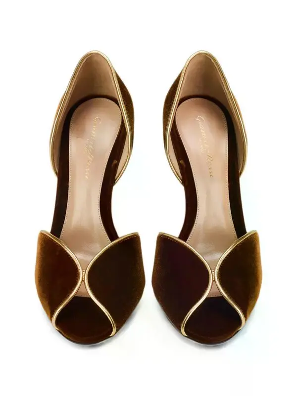 GIANVITO ROSSI Velvet Peep-toe Pumps