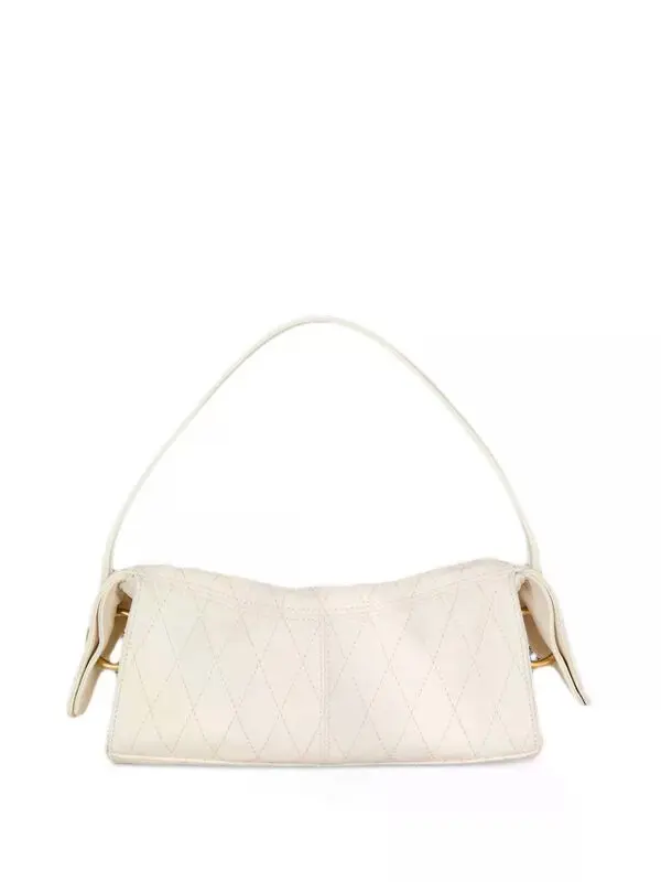 Balmain Small Pulse Bag In Smooth Topstitched Leather - White