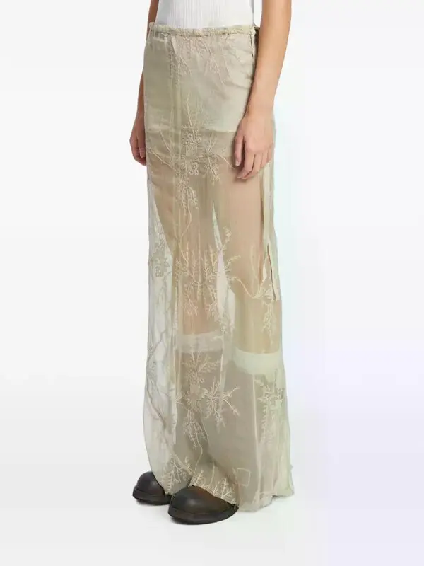ANN DEMEULEMEESTER Embroidered Silk-voile Maxi Skirt