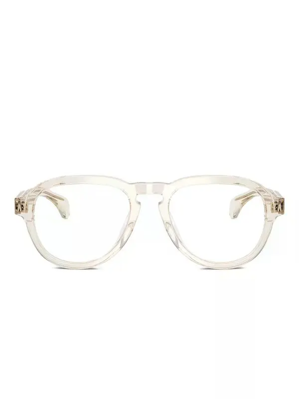 Moncler Transparent Acetate Geometric Frame Eyeglasses