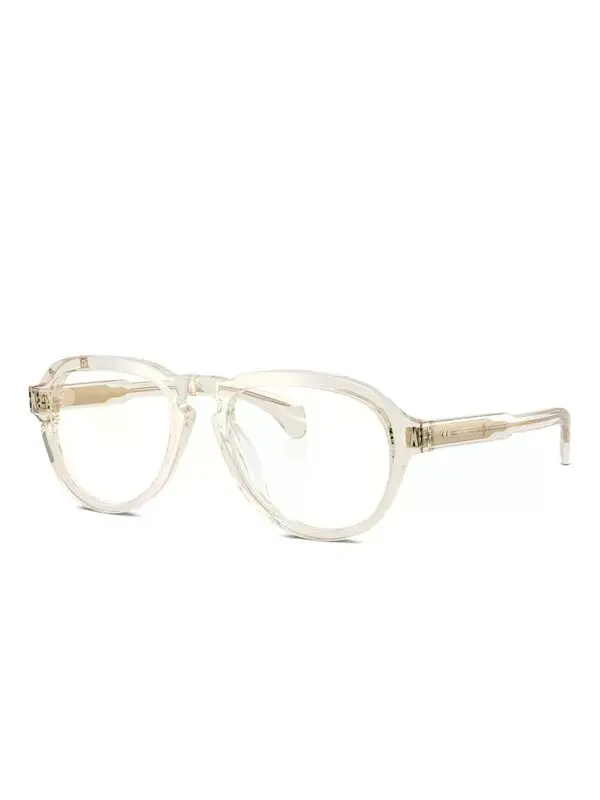 Moncler Transparent Acetate Geometric Frame Eyeglasses