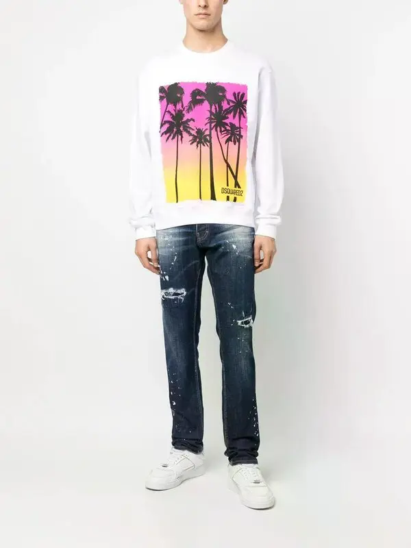 Dsquared2 Distressed Effect Straight Leg Jeans - Blue