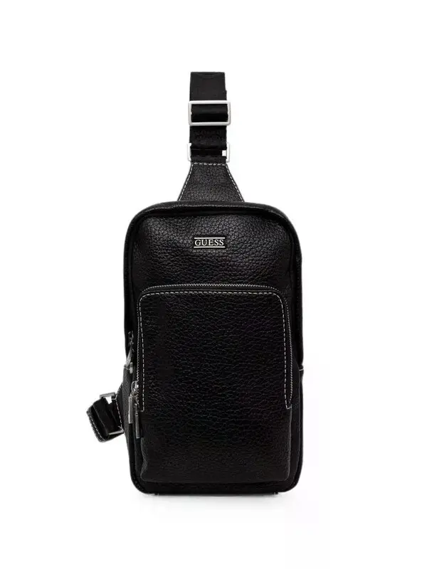 Guess Pebbled Contrast-stitch Backpack - Black