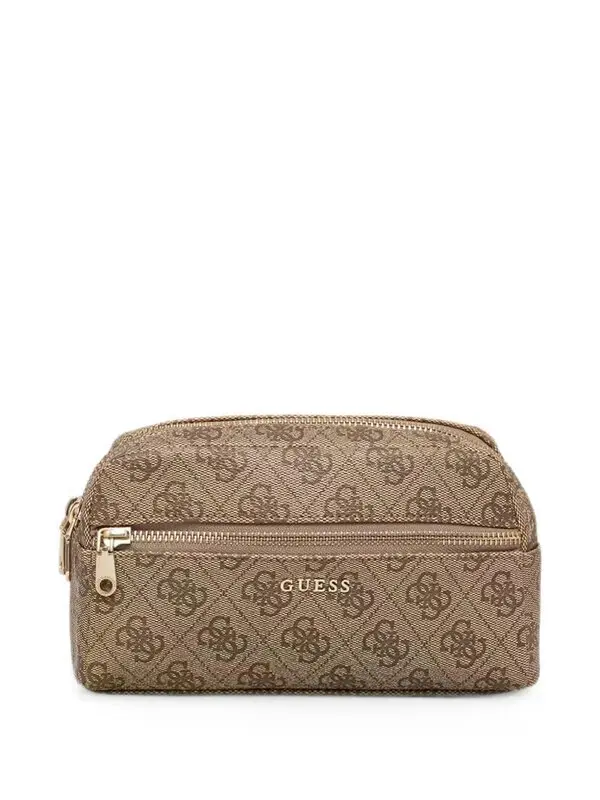 Guess 4g Monogram Zip-around Makeup Bag - Neutrals