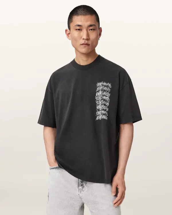 ALLSAINTS Repeat Short Sleeve Oversized T-shirt - Black