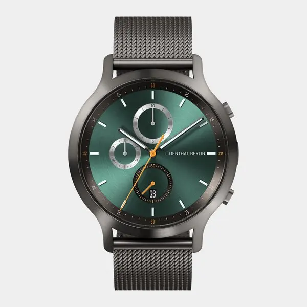 Lilienthal Berlin Chronograph Getaway Mesh Anthracite Brushed - Green
