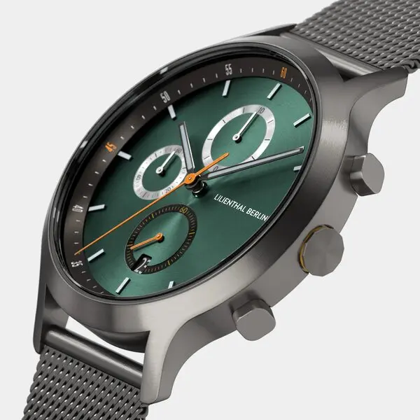 Lilienthal Berlin Chronograph Getaway Mesh Anthracite Brushed