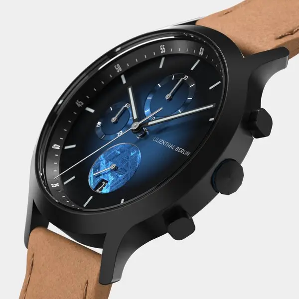 Lilienthal Berlin Chronograph Meteorite Flare Leather Light Brown