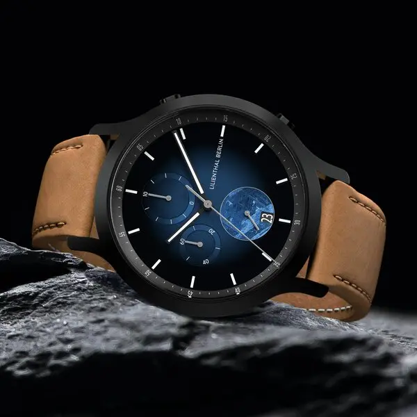 Lilienthal Berlin Chronograph Meteorite Flare Leather Light Brown
