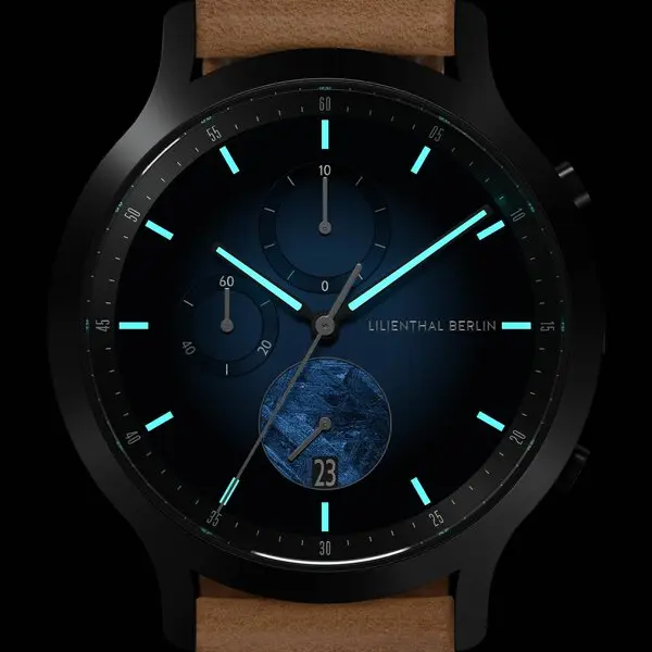 Lilienthal Berlin Chronograph Meteorite Flare Leather Light Brown