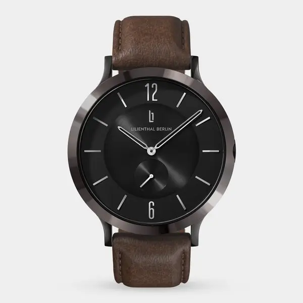 Lilienthal Berlin The Classic Dark Silver Leather Dark Brown - Black