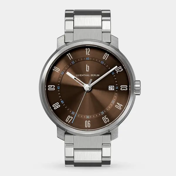 Lilienthal Berlin Neolux Silver Stainless Steel Silver Brushed - Brown