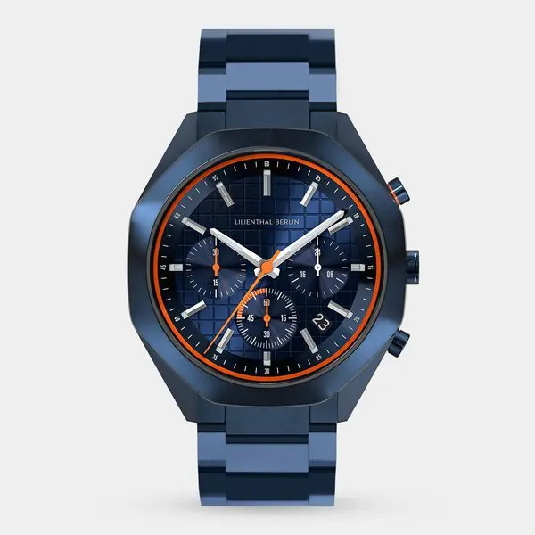Lilienthal Berlin Octachrono Orange Stainless Steel Brushed - Blue