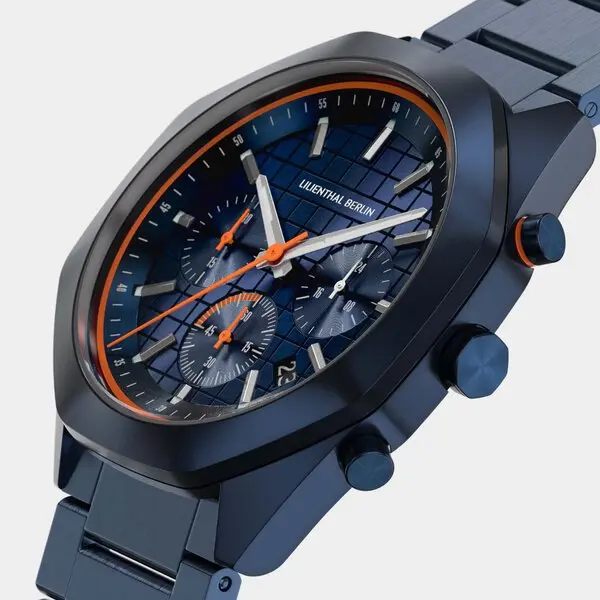 Lilienthal Berlin Octachrono Orange Stainless Steel Brushed
