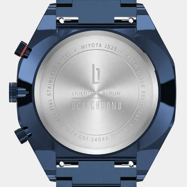 Lilienthal Berlin Octachrono Orange Stainless Steel Brushed