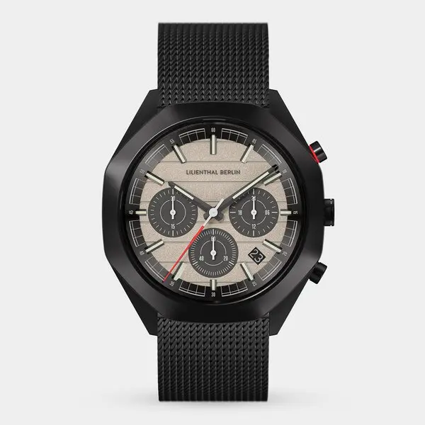 Lilienthal Berlin Octachrono Black Sand Mesh Black Matte - Beige