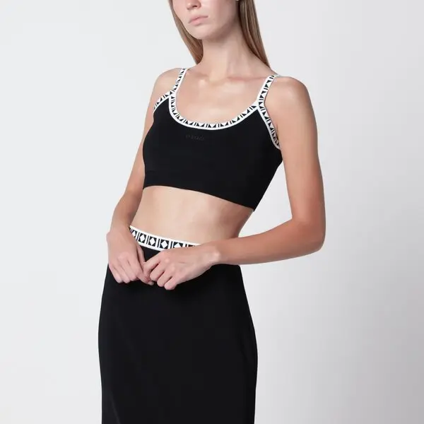 Versace Viscose-blend Cropped Top With Jacquard Details - Black