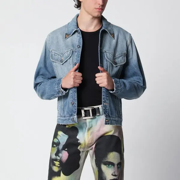 Versace Medium Stonewashed Denim Jacket - Blue