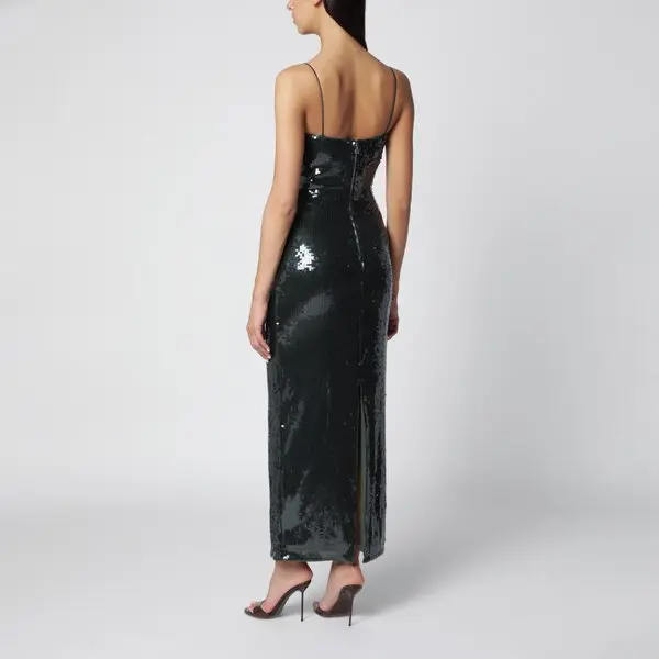 ROTATE BY BIRGER CHRISTENSEN Olive Black Sequined Maxi Dress