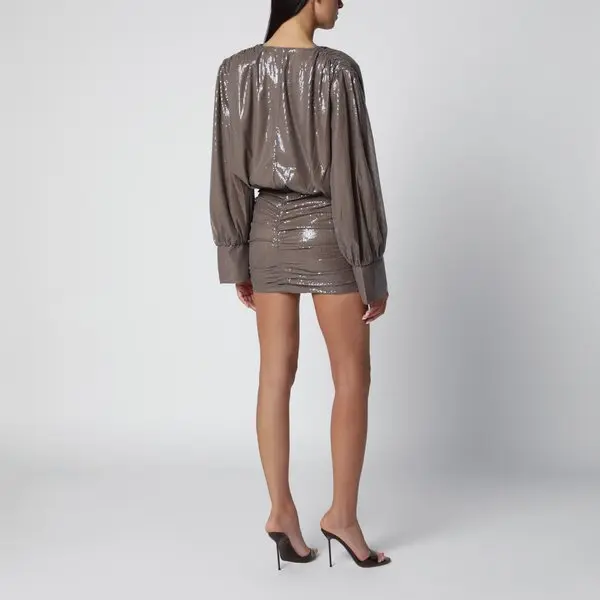 ROTATE BY BIRGER CHRISTENSEN Sequin Long-sleeve Mini Dress - Beige
