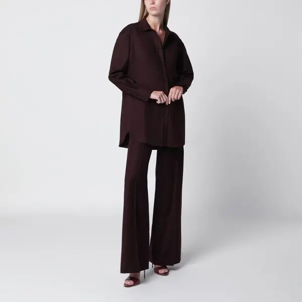 Victoria Beckham Dark Acai Purple Virgin Wool Flannel Trousers