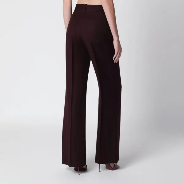 Victoria Beckham Dark Acai Purple Virgin Wool Flannel Trousers