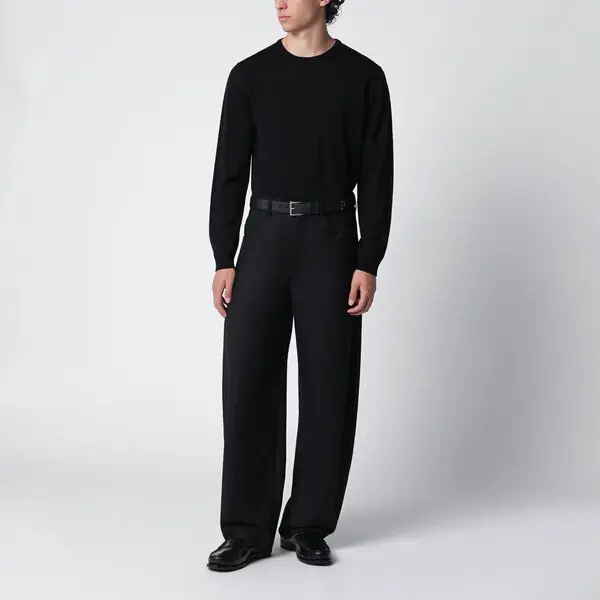 ROBERTO COLLINA Merino Wool Crew-neck Knit Sweater - Black