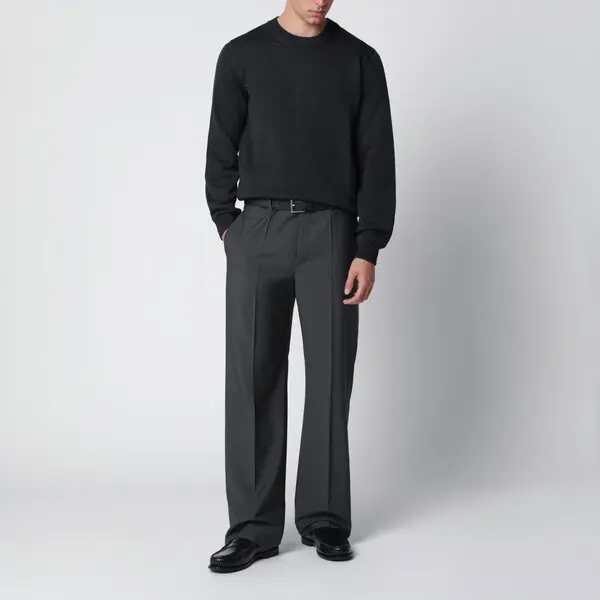 ROBERTO COLLINA Anthracite Wool Crew-neck Sweater