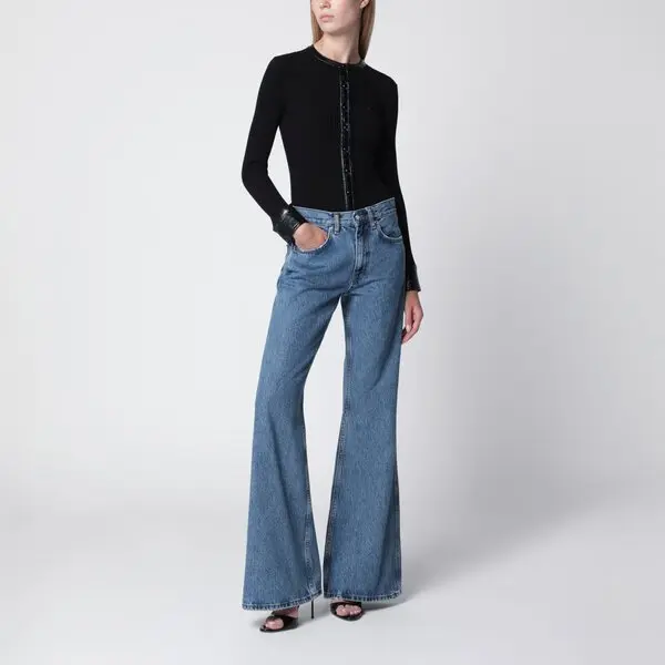 COURREGES Ribbed Viscose-blend Cardigan With Vinyl Trim