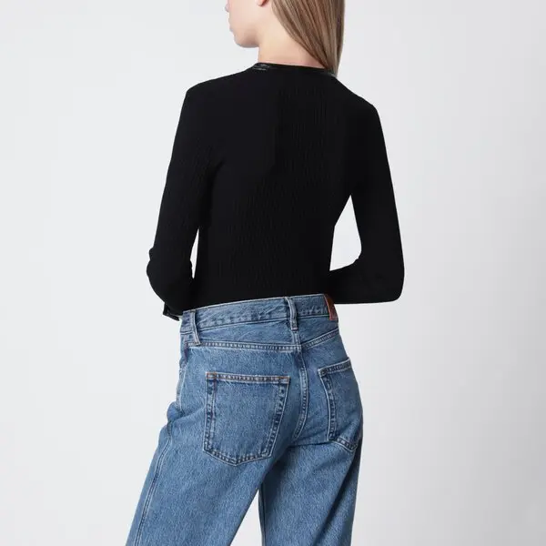 COURREGES Ribbed Viscose-blend Cardigan With Vinyl Trim