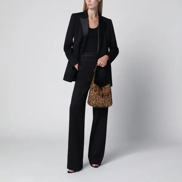 Saint Laurent Le 5 À 7 Bea Leopard Print Pony Hair And Nappa Leather Shoulder Bag - Brown