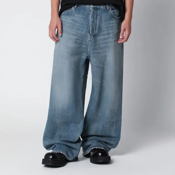 Balenciaga Baggy Jeans In Cotton Denim - Blue